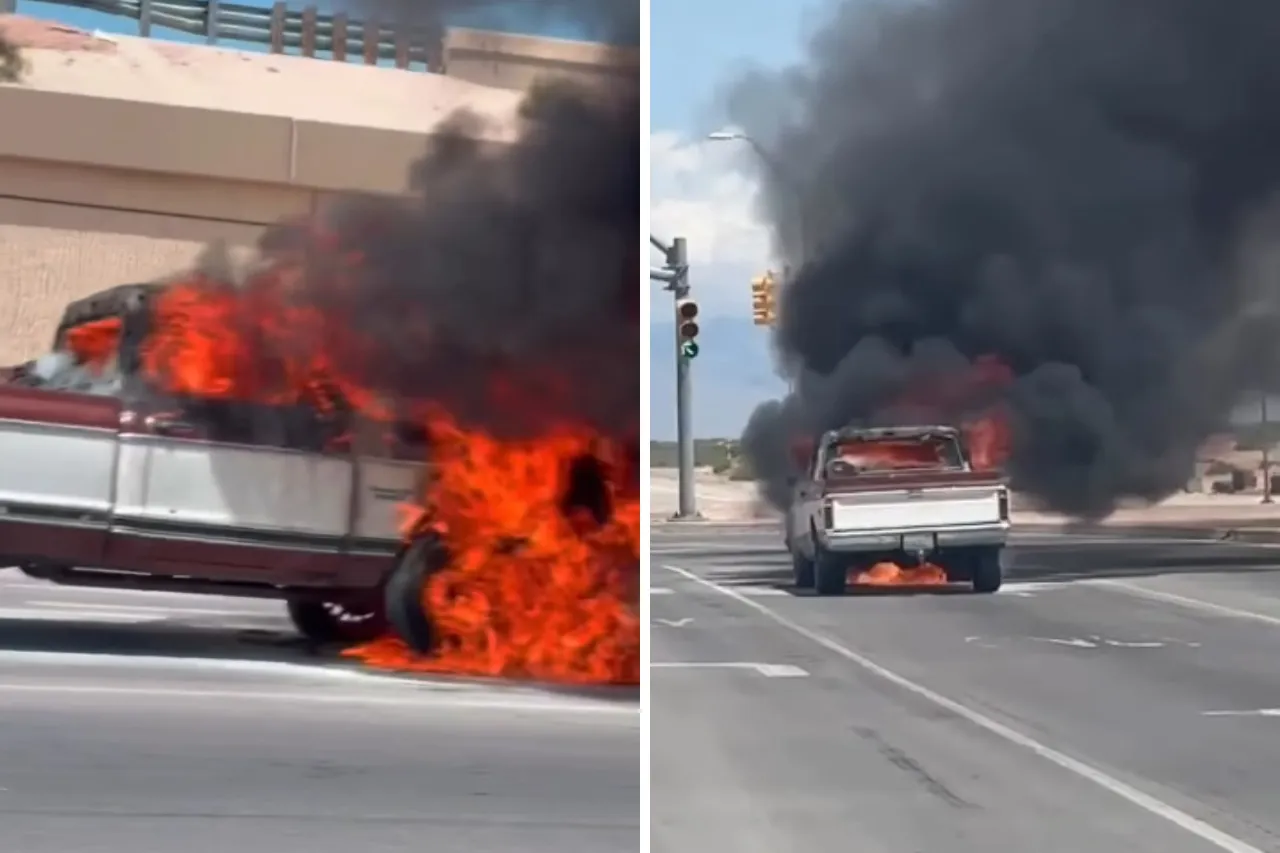 Se incendia camioneta en Loop 375 y Spur 601