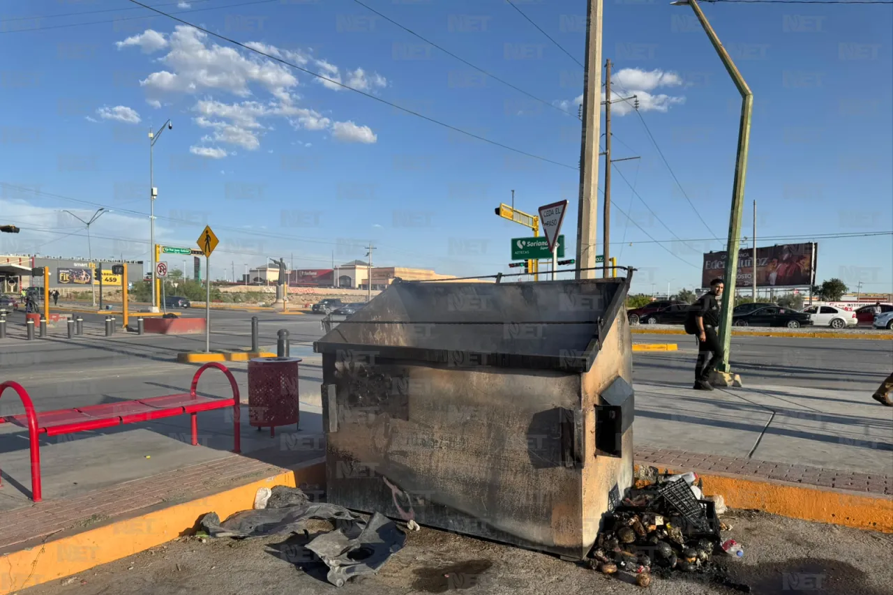 Arde contenedor de basura cerca de estación La Presa del BRT